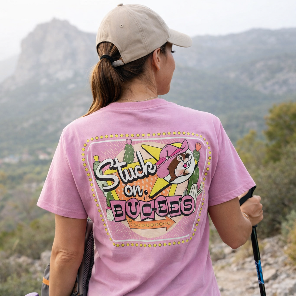 Buc-ee's "Stuck on Buc-ee's" Pink Shirt — Texas Snax