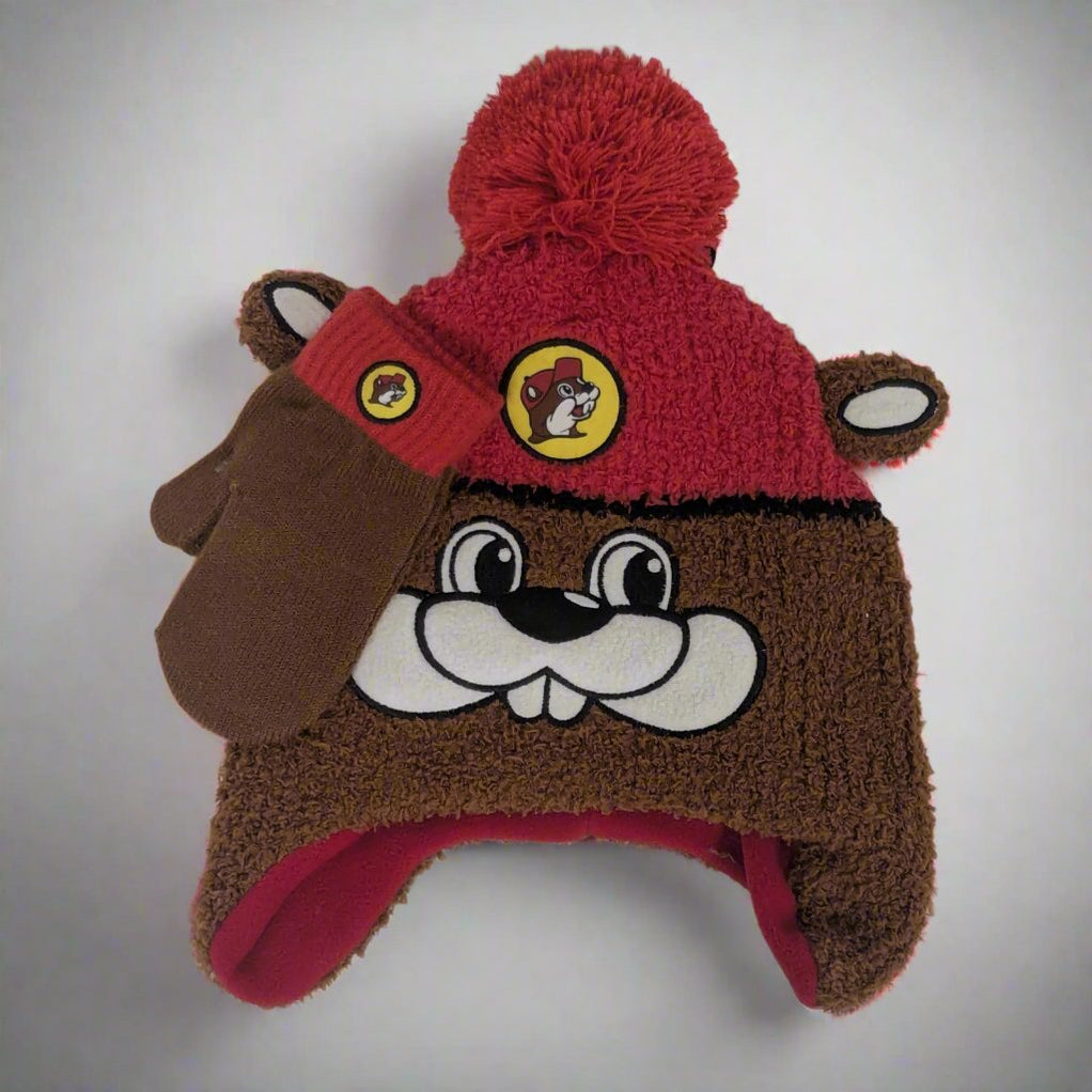 Buc-ee's Beaver Face Earflap Beanie — Texas Snax